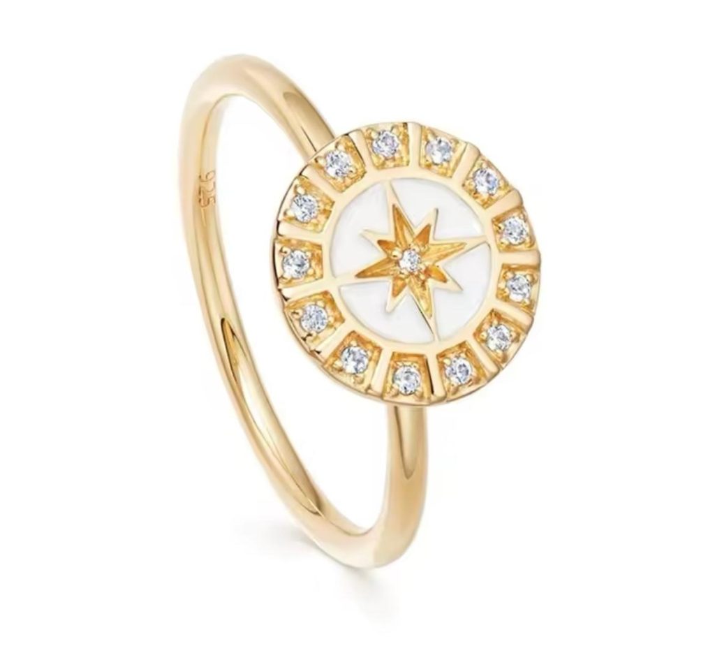 925SS shining white star gold ring - THE GEM SPOT