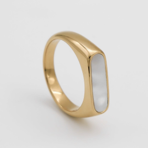 Rectangle white stones gold ring - THE GEM SPOT